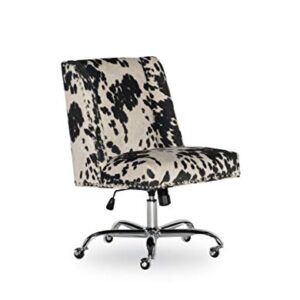 Linon Clayton Black Cow Print Office Chair, Metallic