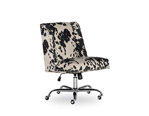 Linon Clayton Black Cow Print Office Chair, Metallic