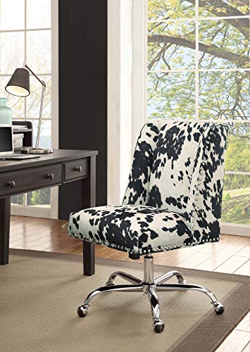 Linon Clayton Black Cow Print Office Chair, Metallic