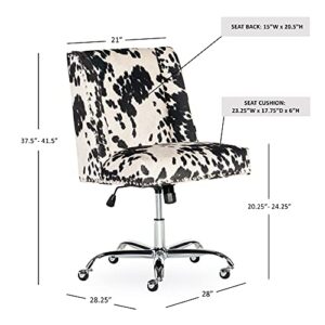 Linon Clayton Black Cow Print Office Chair, Metallic