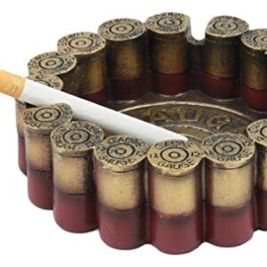 Ebros Rustic Western 12 Gauge Shotgun Shells Round Cigarette Ashtray Figurine 4.5"Diameter for Marksmen Hunting Country Old World Outdoor Lovers and Fans Decorative Ashtrays