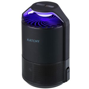 Katchy Indoor Insect Trap - Catcher & Killer for Mosquitos, Gnats, Moths, Fruit Flies - Non-Zapper Traps for Inside Your Home - Catch Insects Indoors with Suction, Bug Light & Sticky Glue (Black)