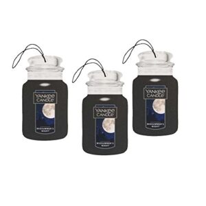 yankee candle 3pc classic paper car jar hanging odor neutralizing air freshener, midsummer's night