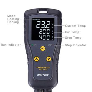 DIGITEN Temperature Controller Heat Mat Thermostat Outlet DTC101 Temperature Controlled Outlet Greenhouse Thermostat Aquarium Temperature Controller Reptile Thermostat Heating Cooling Mode 110V 10A