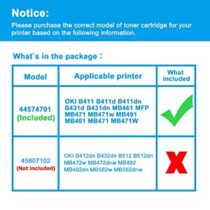 LCL Compatible Toner Cartridge Replacement for OKI B411 B431 44574701 4000 Pages B411D B411DN B431D B431DN MB491 MB461 MB471 MB471W (1-Pack Black)