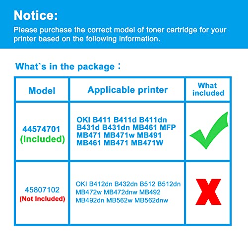 LCL Compatible Toner Cartridge Replacement for OKI B411 B431 44574701 4000 Pages B411D B411DN B431D B431DN MB491 MB461 MB471 MB471W (1-Pack Black)