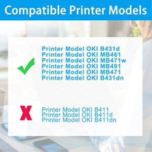 LCL Compatible Toner Cartridge Replacement for OKI B431 MB461 MB471 44574901 10000 Pages B431D B431DN MB491 MB471W (1-Pack Black) Not Compatible for B411 B411D B411DN