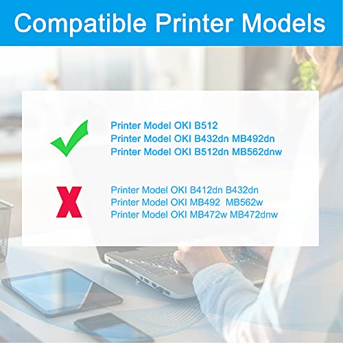 LCL Compatible Toner Cartridge Replacement for OKI B432dn B512 B512DN MB492 45807110 MB562dnw 12000 Pages (1-Pack Black)