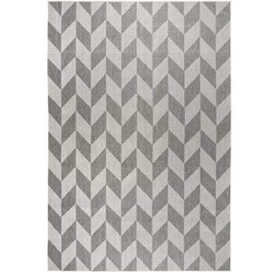 Nicole Miller New York Patio Country Calla Contemporary Herringbone Indoor/Outdoor Area Rug, Black/Grey, 7'9"x10'2"