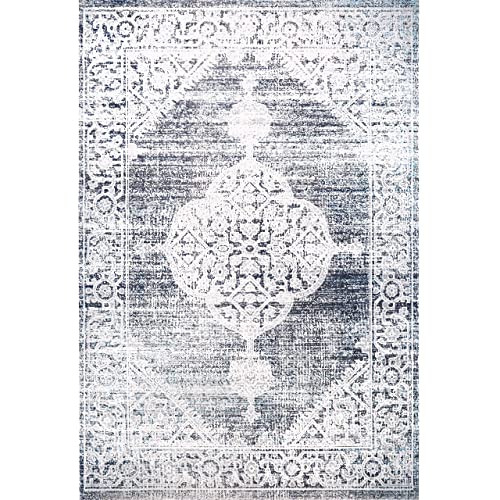 Home Dynamix Nicole Miller Patio Sofia Magnolia Indoor/Outdoor Area Rug 5'3"x7'2", Distressed Medallion Navy Blue/Ivory