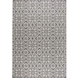 Nicole Miller New York Patio Country Danica Transitional Geometric Indoor/Outdoor Area Rug, Black/Grey, 7'9"x10'2"