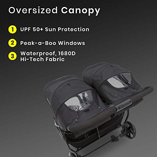 Jeep Destination Ultralight Side x Side Double Stroller, Midnight