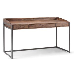 simplihome ralston solid acacia wood modern industrial 60 inch wide writing office desk in rustic natural aged brown, for the office desk, writing table, workstation and study table