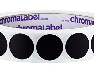 ChromaLabel 0.75 Inch Round Label Removable Color Code Dot Stickers, 1000 Labels per Roll, Black