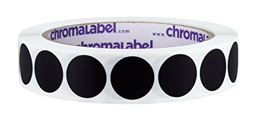 ChromaLabel 0.75 Inch Round Label Removable Color Code Dot Stickers, 1000 Labels per Roll, Black