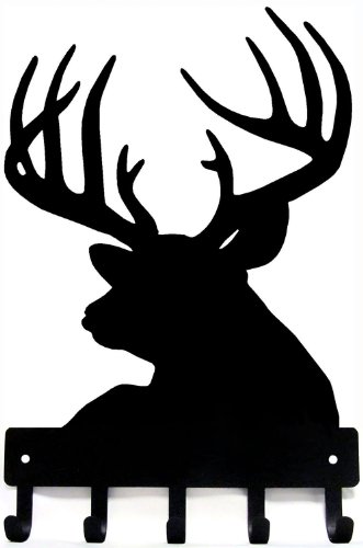 The Metal Peddler Buck Head Deer Key Rack Hanger - Small 6 inch Wide - Made in USA; Wall Mount Gift for Wildlife Lovers