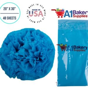 Turquoise Tissue Paper – 48 Sheets - 20 Inch x 30 Inch – for Gift Bags, Gift Wrapping, Flower, Party Decoration, Pom Poms - Premium Quality Tissue Paper Made in USA by A1 bakery supplies Made in USA