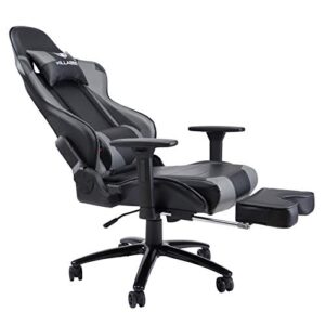 killabee big and tall 350lb massage gaming chair metal base - adjustable massage lumbar cushion, retractable footrest high back ergonomic leather racing computer desk executive office chair