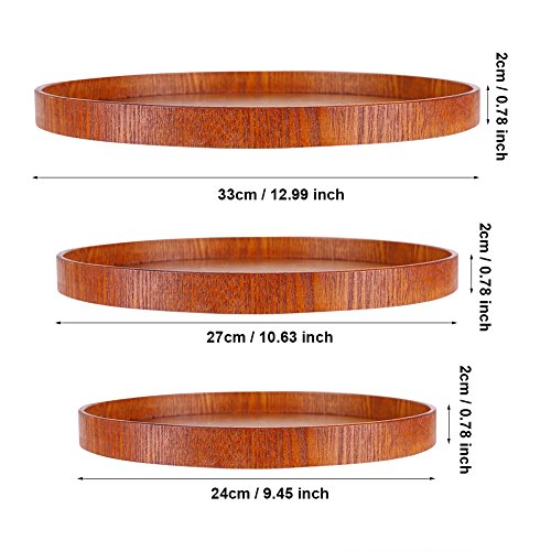 Fdit Wood Serving Plate Tray for Dessert Cake Coffee Red Tea Kitchen or Restaurant Using (33cm / 12.99 inch)