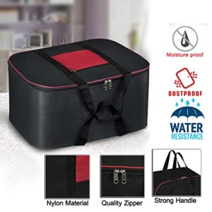 Storite 2 Pack Nylon Big Underbed Storage Bag Moisture Proof Cloth Organiser with Zippered Closure and Handle(BlackRed, 21.25 x 18.11 x 11 inch) Rectangular