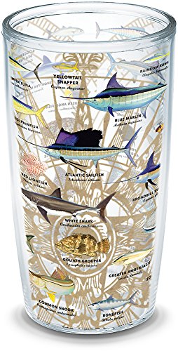 Tervis Made in USA Double Walled Guy Harvey Insulated Tumbler Cup Keeps Drinks Cold & Hot, 16oz - No Lid, Charts