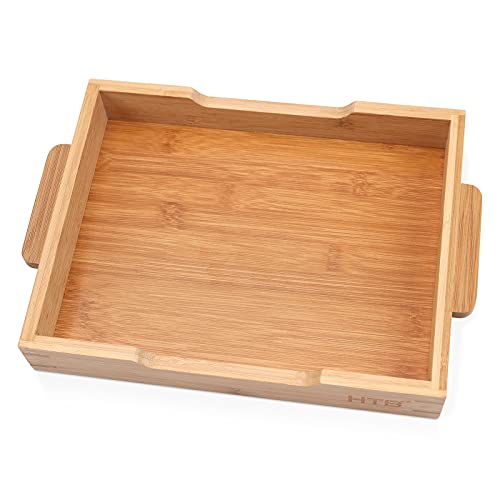 Bamboo Small Tray with Handles, Rectangle Serving Tray for Food Coffee or Tea at Home, Hotel & Restaurant by HTB