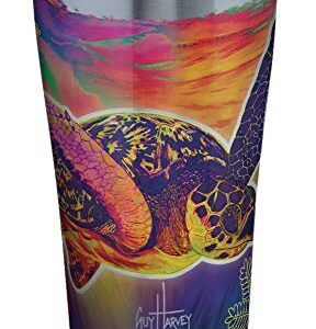 Tervis Triple Walled Guy Harvey Insulated Tumbler Cup Keeps Drinks Cold & Hot, 20oz - Stainless Steel, Neon Turtle