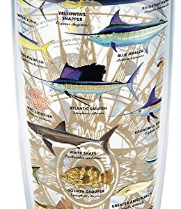 Tervis Made in USA Double Walled Guy Harvey Insulated Tumbler Cup Keeps Drinks Cold & Hot, 16oz, Charts, Classic, 1 Count (Pack of 1)