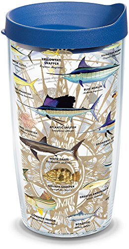 Tervis Made in USA Double Walled Guy Harvey Insulated Tumbler Cup Keeps Drinks Cold & Hot, 16oz, Charts, Classic, 1 Count (Pack of 1)