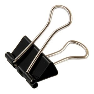 Coideal Medium Binder Paper Clips Clamps Black, 24 Per Tub 1 1/4 Inch Metal Foldback Bull Clip for Office Home Kitchen (32mm)