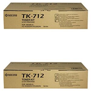 Kyocera TK-712 FS-9130 FS-9530 Toner Cartridge (Black, 2-Pack) in Retail Packaging