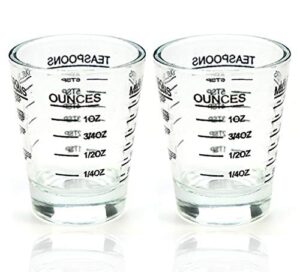 shot glasses measuring cup liquid heavy glass wine glass espresso shot glass 26-incremental measurement 1oz, 6 tsp, 2 tbs, 30ml (2 pack-black 30ml)