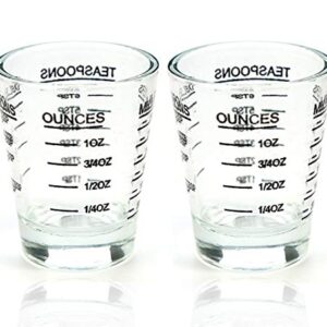 Shot Glasses Measuring cup Liquid Heavy Glass Wine Glass Espresso Shot Glass 26-Incremental Measurement 1oz, 6 Tsp, 2 Tbs, 30ml (2 pack-black 30ml)