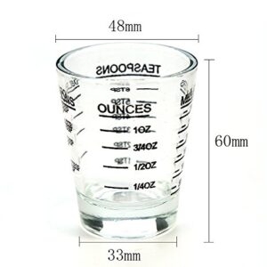 Shot Glasses Measuring cup Liquid Heavy Glass Wine Glass Espresso Shot Glass 26-Incremental Measurement 1oz, 6 Tsp, 2 Tbs, 30ml (2 pack-black 30ml)