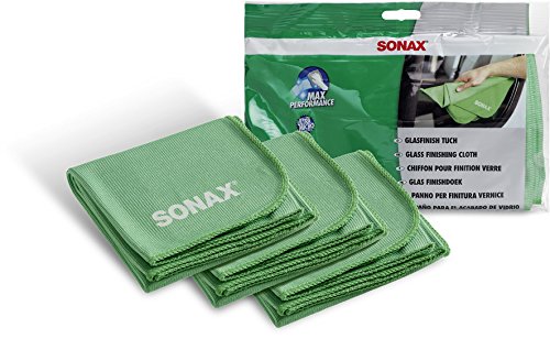 Sonax Glass Finishing Cloth (3 Pieces) - Streak- Cleanliness for Glass and Plastic Surfaces. Very Absorbent, Lint-, Extra Large 50cm X 60cm | Item No. 04509410