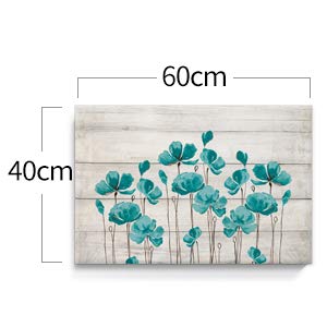 SUMGAR Canvas Wall Art Bedroom Rustic Blue Flower Pictures Farmhouse Decor Teal Floral Paintings Turquoise Framed Artwork Grey Prints Gray Bathroom Decorations Mom Gifts,16x24 inch