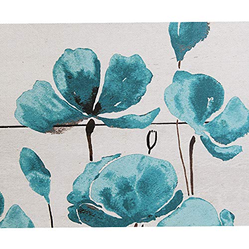 SUMGAR Canvas Wall Art Bedroom Rustic Blue Flower Pictures Farmhouse Decor Teal Floral Paintings Turquoise Framed Artwork Grey Prints Gray Bathroom Decorations Mom Gifts,16x24 inch