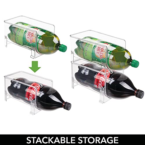 mDesign Large Stackable Kitchen Bin Storage Organizer Rack for Pop/Soda Bottles for Refrigerator, Pantry, Countertops and Cabinets - Holds 2-Liter Bottles - 2 Pack - Clear