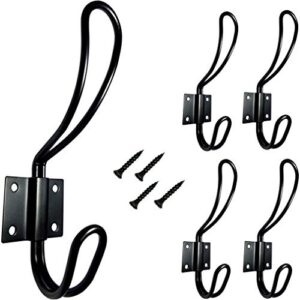 thetimebus 5-pack big double coat hooks (black)