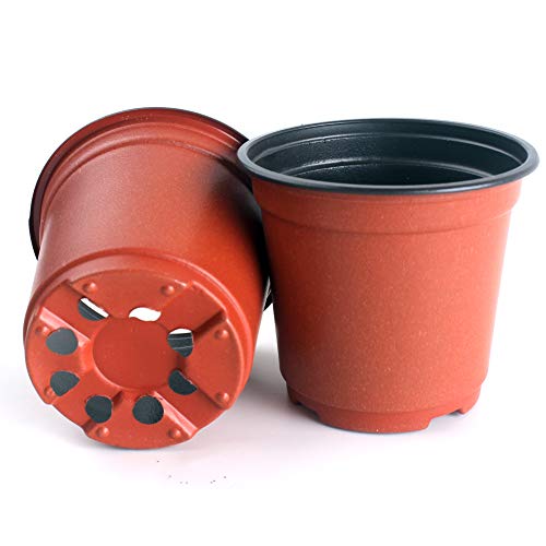 HAZOULEN 4" Plastic Plants Pots for Starting Seeds Seedlings, 50 Pack