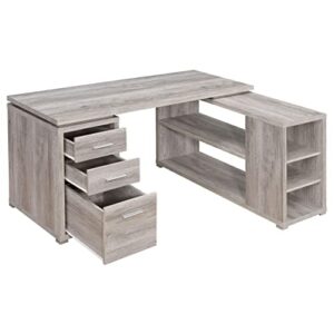 Coaster Home Furnishings Yvette L-Shape Grey Driftwood Office Desk (801516)