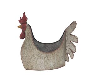 deco 79 metal rooster indoor outdoor planter, 12" x 8" x 16", gray