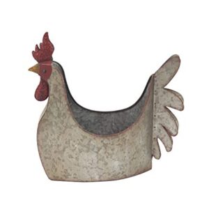 Deco 79 Metal Rooster Indoor Outdoor Planter, 12" x 8" x 16", Gray