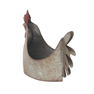 Deco 79 Metal Rooster Indoor Outdoor Planter, 12" x 8" x 16", Gray