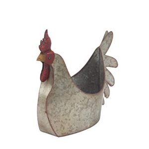 Deco 79 Metal Rooster Indoor Outdoor Planter, 12" x 8" x 16", Gray