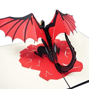 WOWPAPERART Dragon Fire - 3D Pop Up Greeting Card For All Occasions - Birthday, Love, Christmas - Ultimate Card for Dragon Lovers