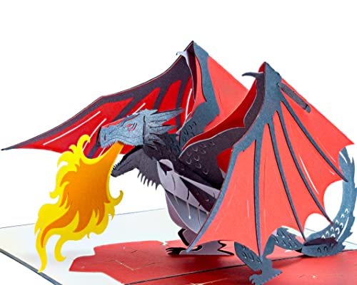 WOWPAPERART Dragon Fire - 3D Pop Up Greeting Card For All Occasions - Birthday, Love, Christmas - Ultimate Card for Dragon Lovers