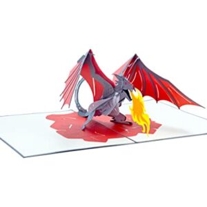 WOWPAPERART Dragon Fire - 3D Pop Up Greeting Card For All Occasions - Birthday, Love, Christmas - Ultimate Card for Dragon Lovers