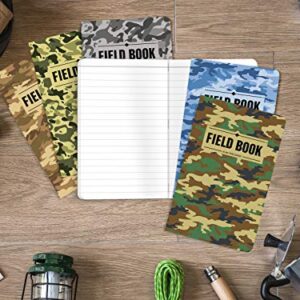 Field Notebook/Pocket Journal - 3.5"x5.5" - Camouflage - Lined Memo Book - Pack of 5