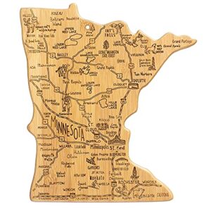 totally bamboo destination minnesota state shaped serving and cutting board, includes hang tie for wall display